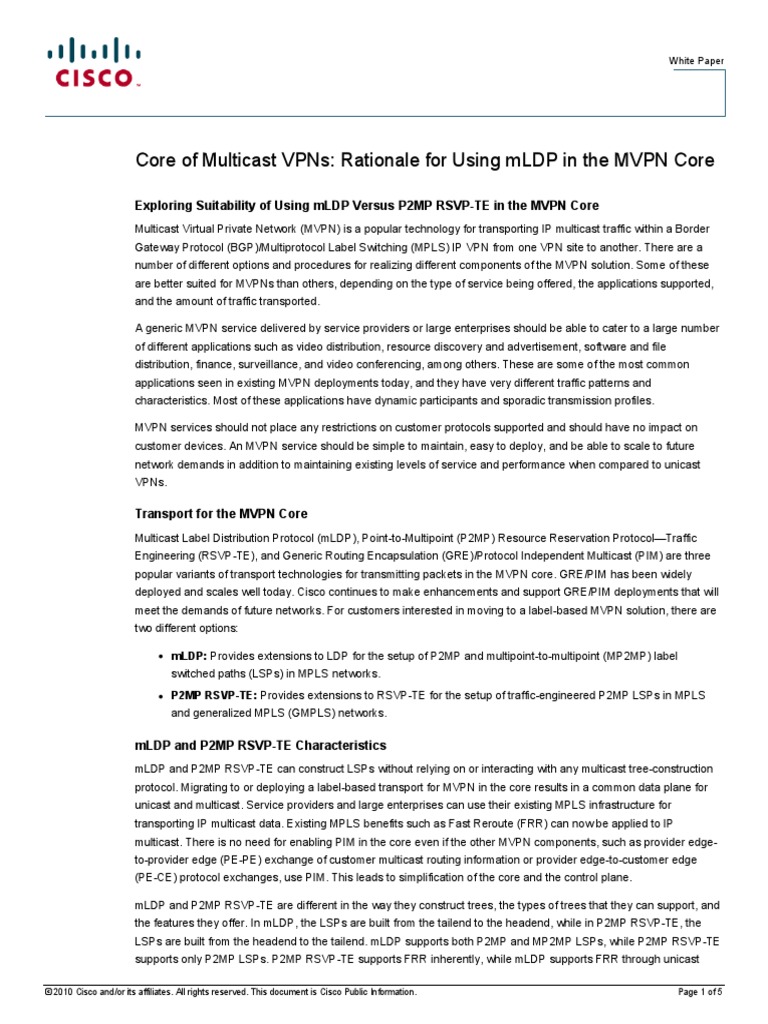 MLDP | PDF | Virtual Private Network | Multiprotocol Label Switching