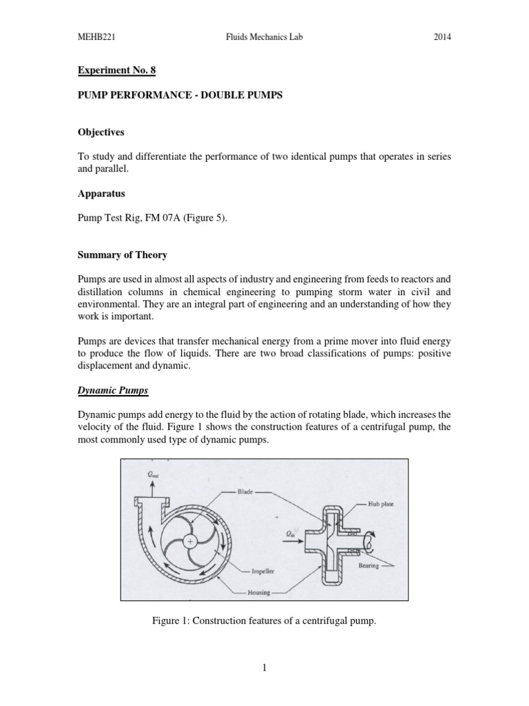 Pump Performance - Double Pumps | PDF | Pump | Flow Measurement