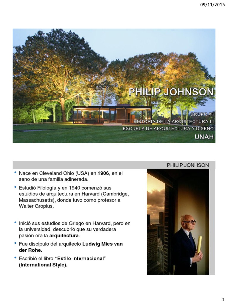 Philip Johnson | PDF | Diseño arquitectonico | Arquitectura