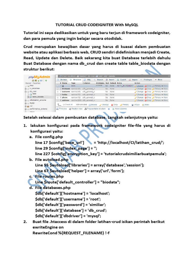 Tutorial Crud Codeigniter With Mysql Pdf Data Management Software Areas Of Computer Science