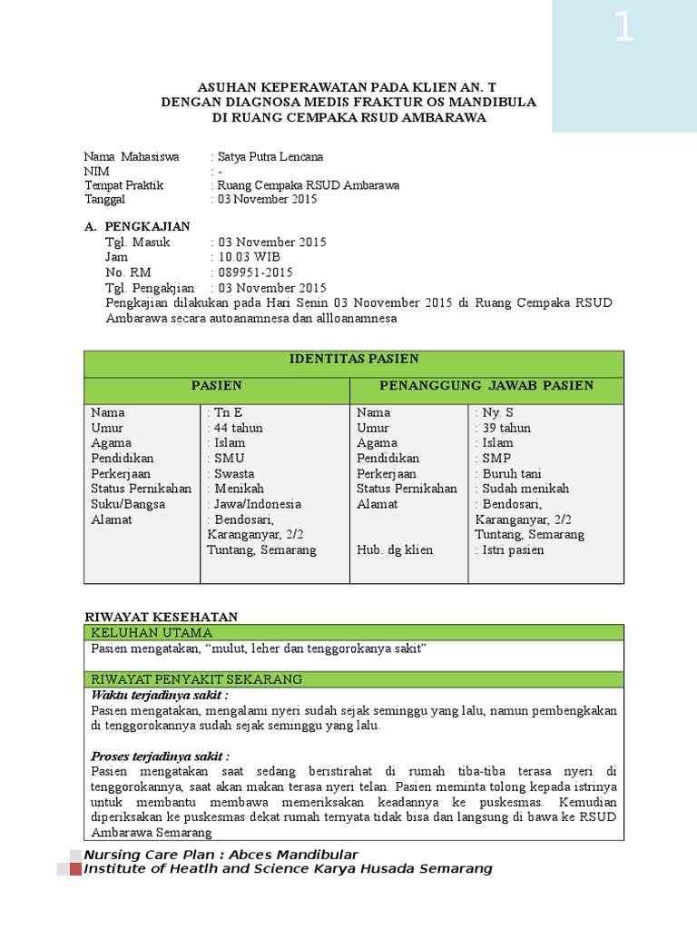 Asuhan Keperawatan Abses Mandibula | PDF