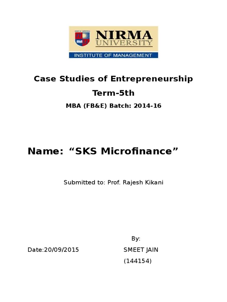 SKS Microfinance Cse Report | Download Free PDF | Microfinance | Companies