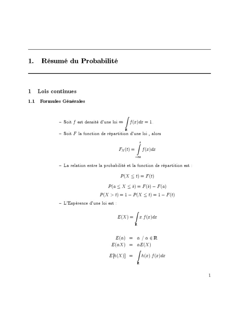Résumé Proba Chap I Et II | PDF | Loi normale | Loi de probabilité