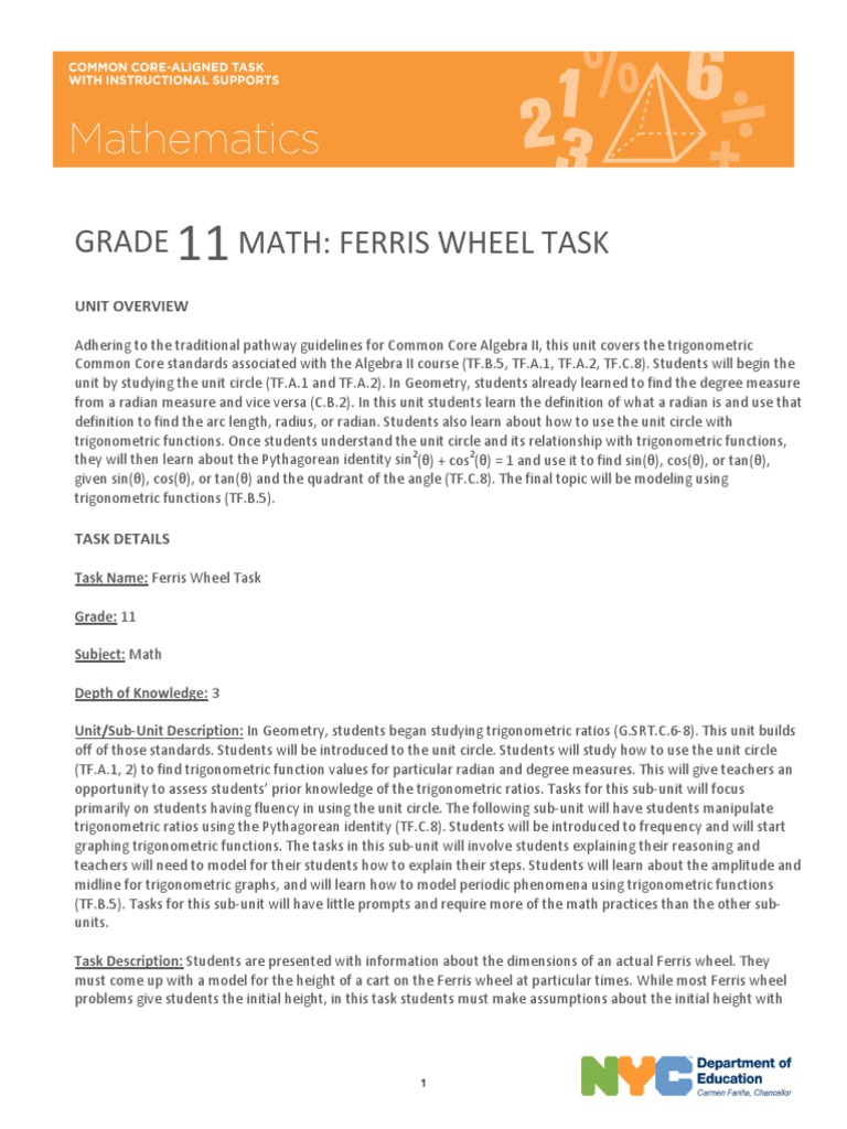 Ferris Wheel Trigonometry Task | PDF | Trigonometric Functions | Sine