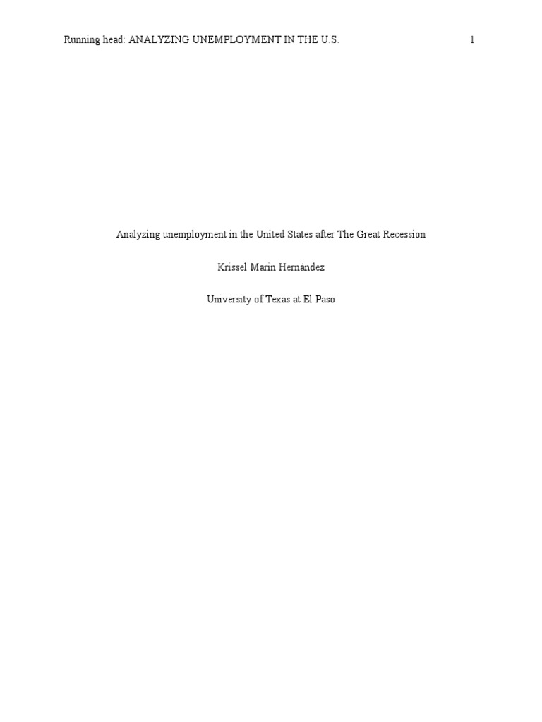 U.S. Unemployment Post-Great Recession | PDF | Unemployment In The ...