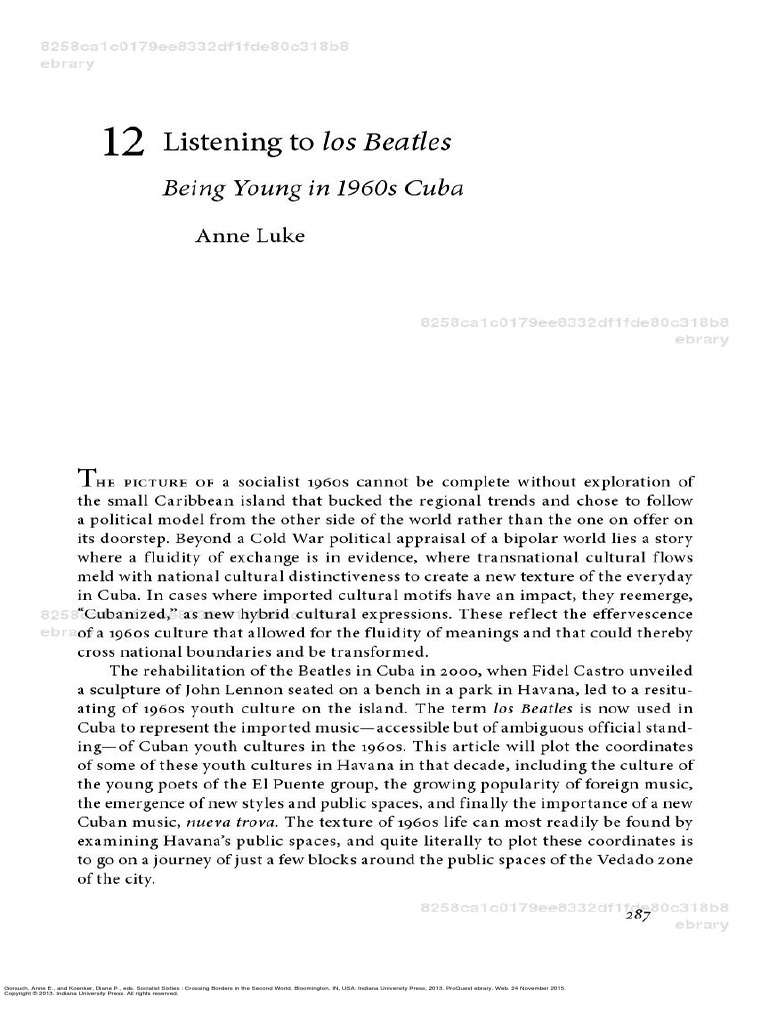Anne Luke - Listening To Los Beatles Being A Young in 1960 S Cuba | PDF ...