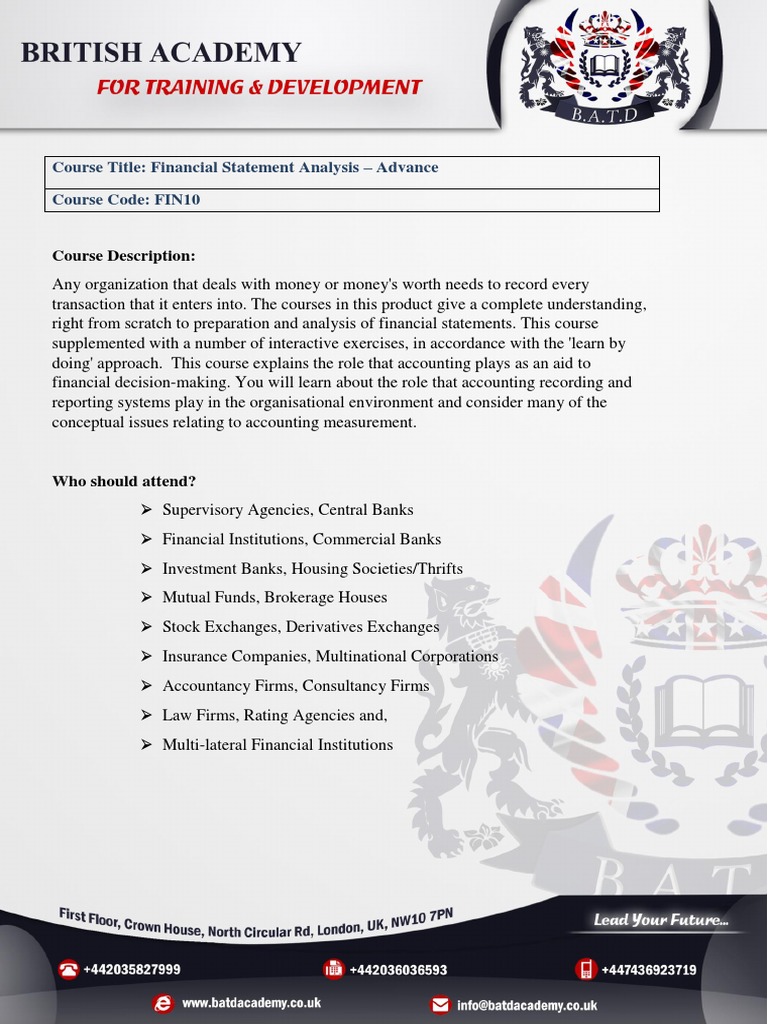 Advanced Financial Statement Analysis | PDF | Financial Statement ...