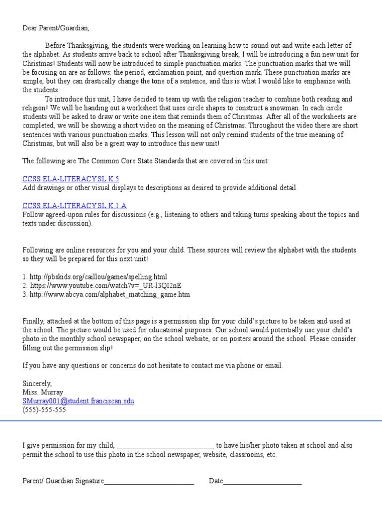 Family Letter | PDF