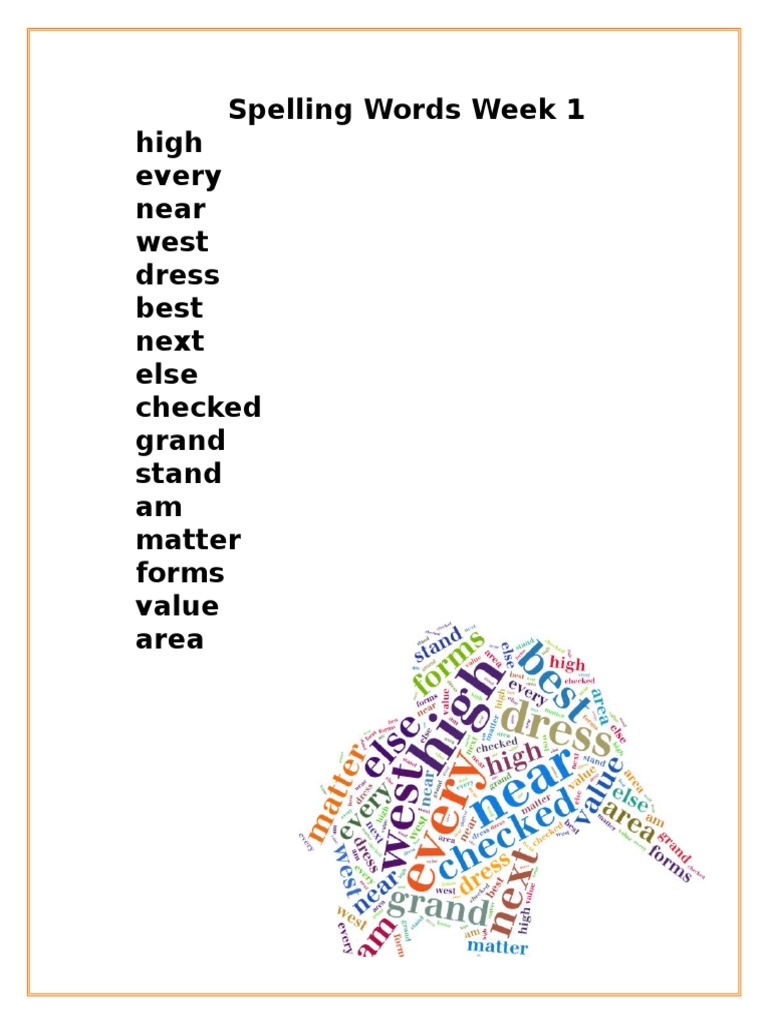 Spelling Words Week 1 Pdf