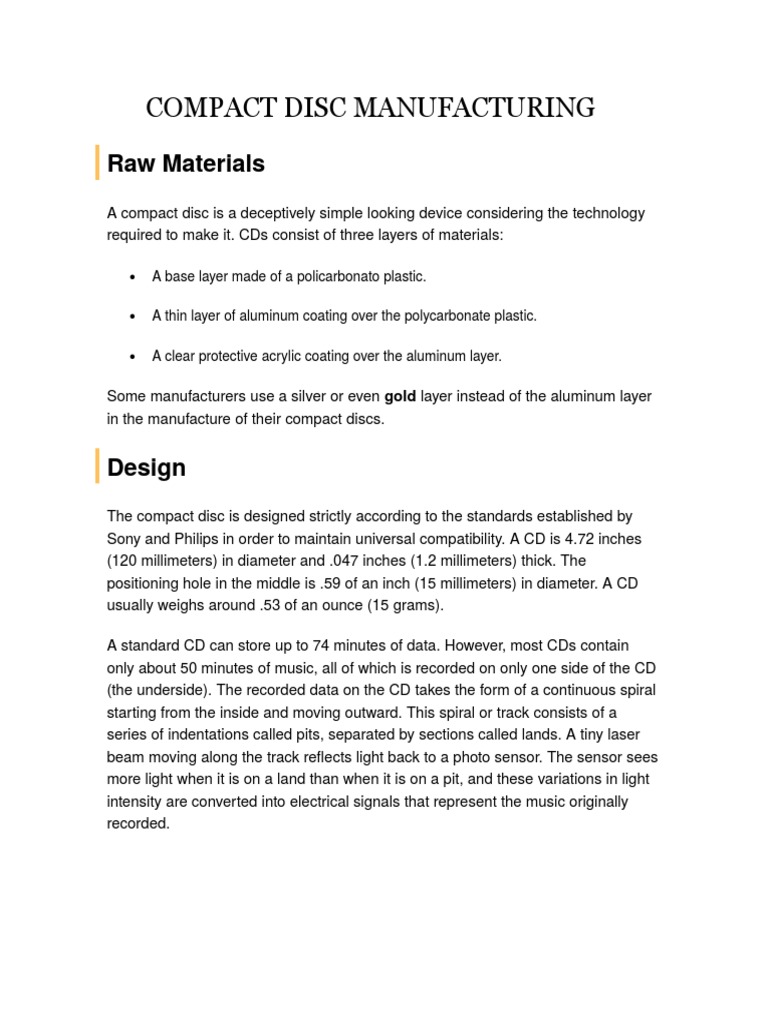 Compact Disc Manufacturing | PDF | Compact Disc | Industries