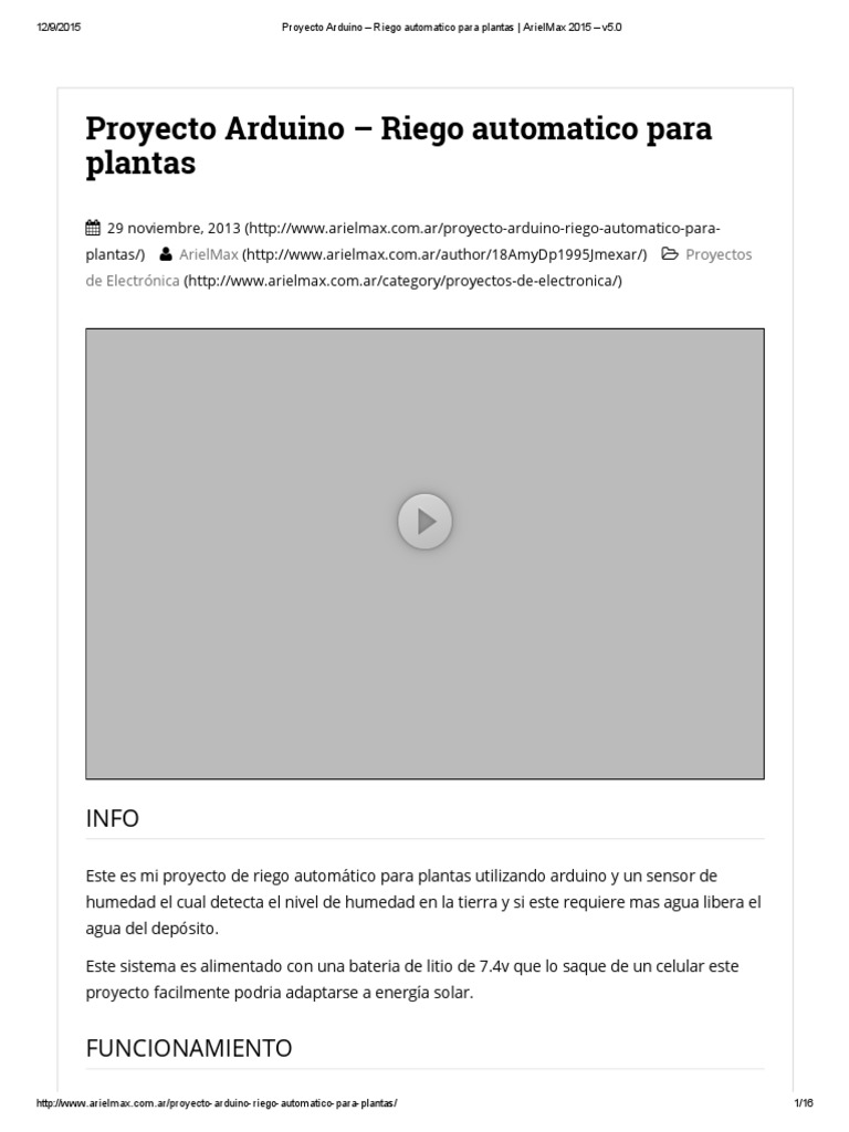Proyecto Arduino - Riego Automatico para Plantas - ArielMax 2015 - v5 ... Proyecto Arduino - Riego Automatico para Plantas - ArielMax 2015 - v5 ...
