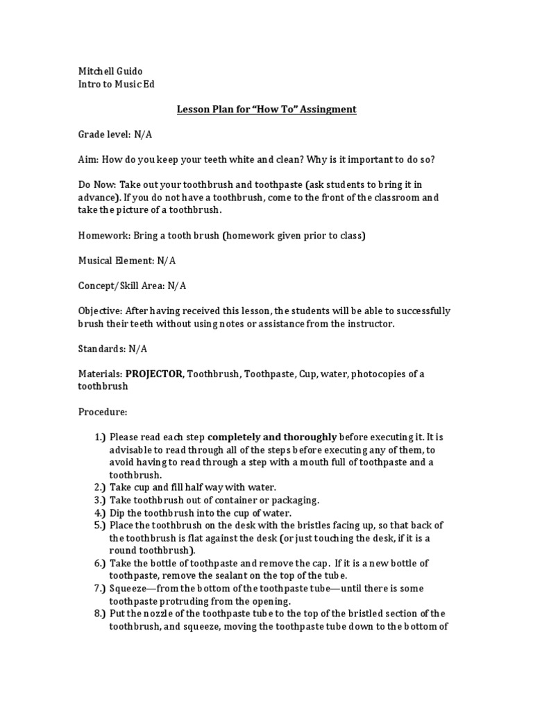 Toothbreesh Lesson Plan | Download Free PDF | Toothbrush | Human Tooth