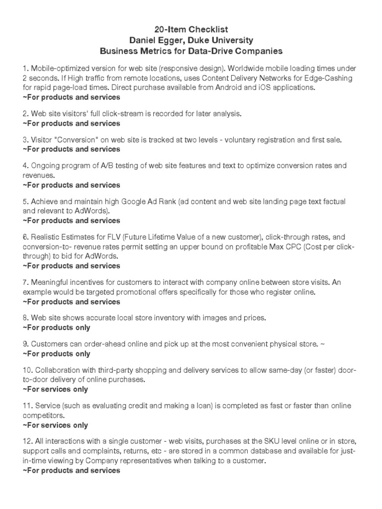 Check List For Data Analyst | PDF | Ad Words | Inventory