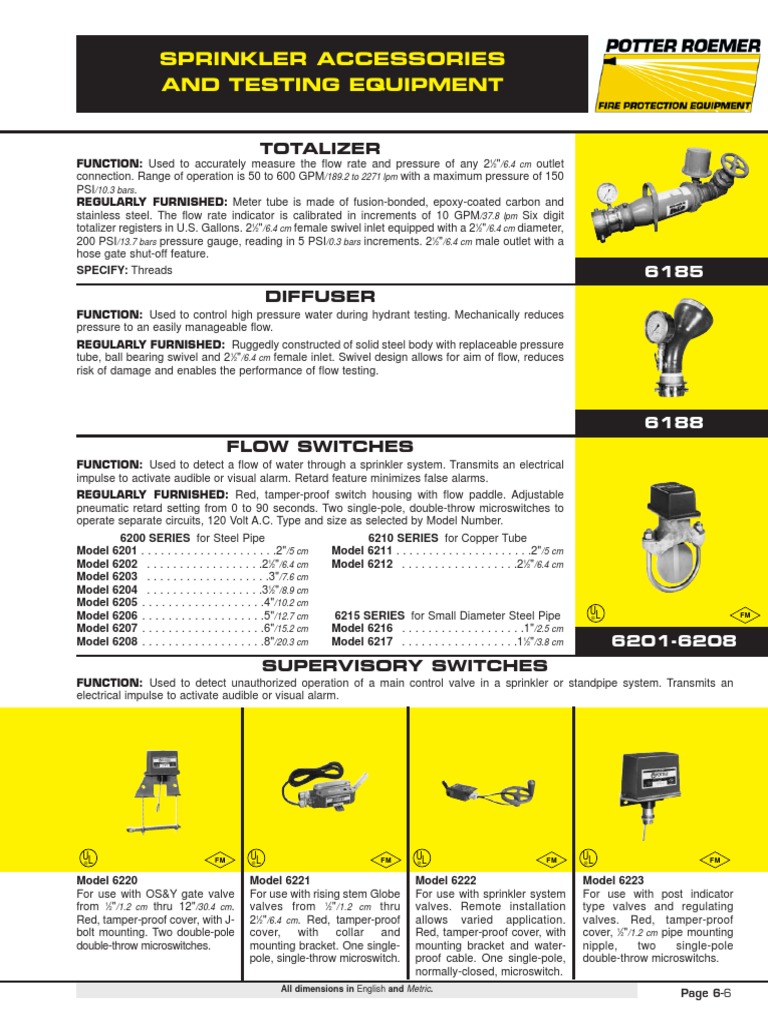 Detector De Flujo Pdf Fire Sprinkler System Switch
