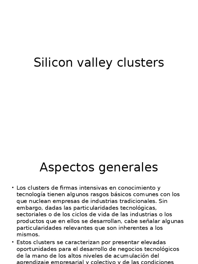 Silicon Valley Clusters | PDF | Capital de riesgo | Finanzas corporativas