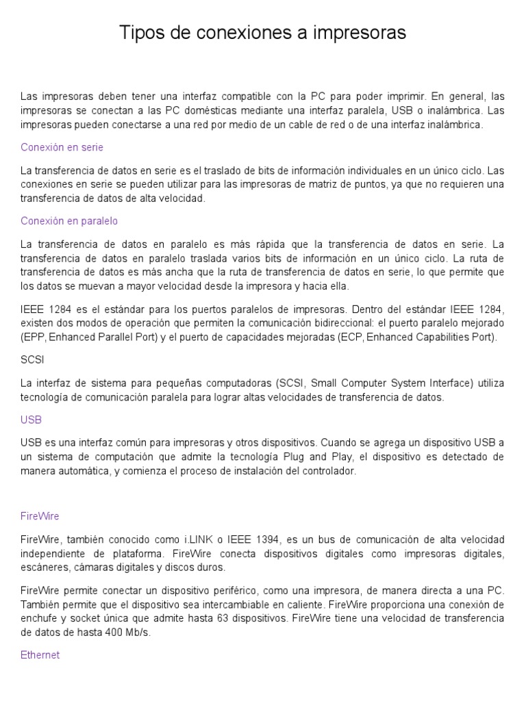 Conexiones de Impresoras para PC | PDF | Impresora (Computación) | USB