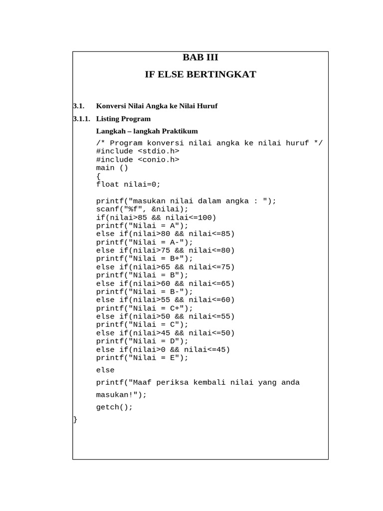 Laporan Percabangan IF - ELSE | PDF