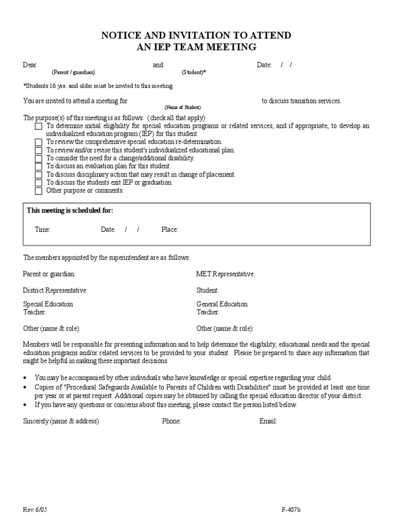IEP Meeting Invitation | PDF