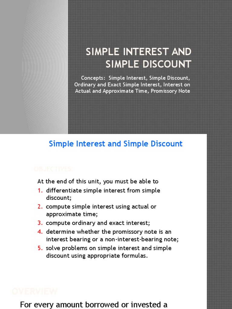 Simple Interest Discount | PDF | Present Value | Interest