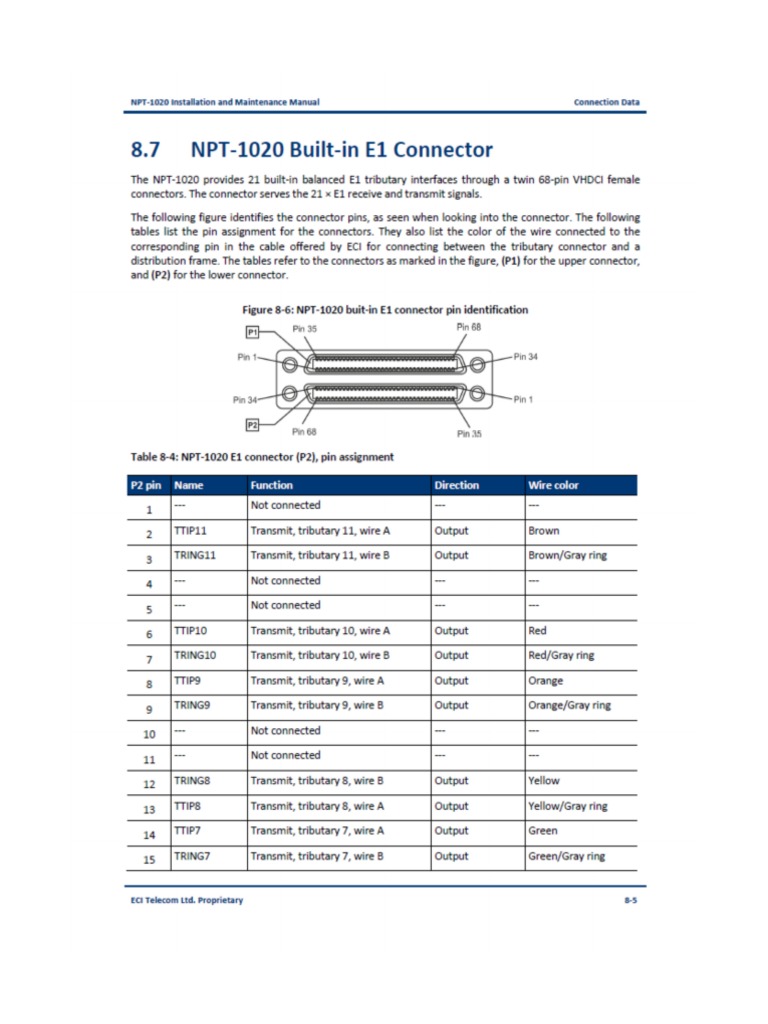 Pin OuT E1 NPT-1020 | PDF
