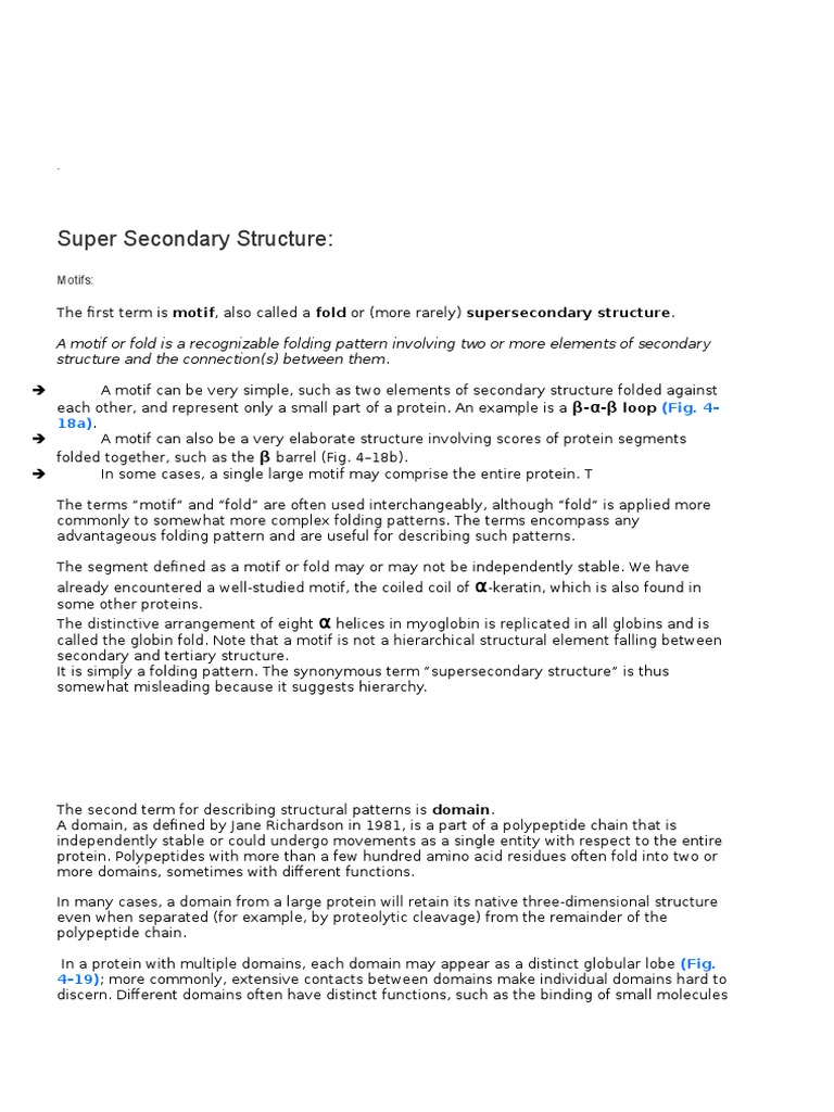 Super Secondary Structure | PDF | Protein Domain | Peptide