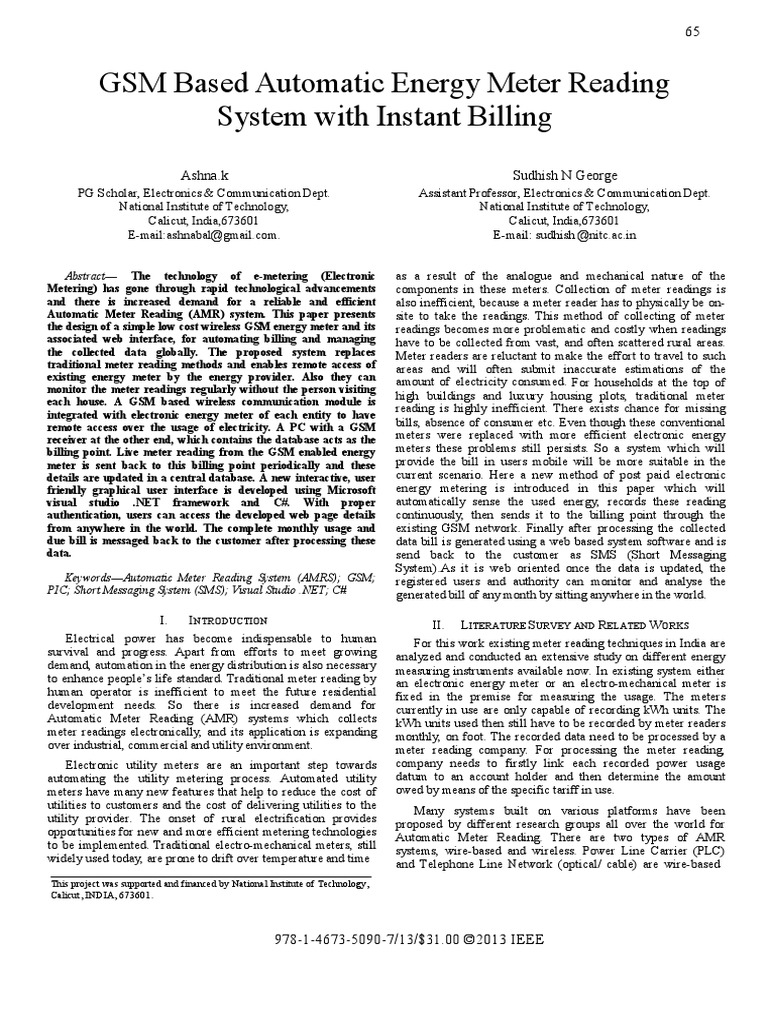 Automatic Meter Reading Pdf Download Free Pdf Microcontroller