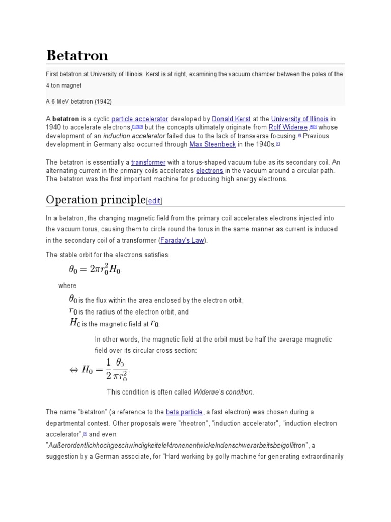 Betatron: Operation Principle | PDF | Lattice (Group) | Experimental ...