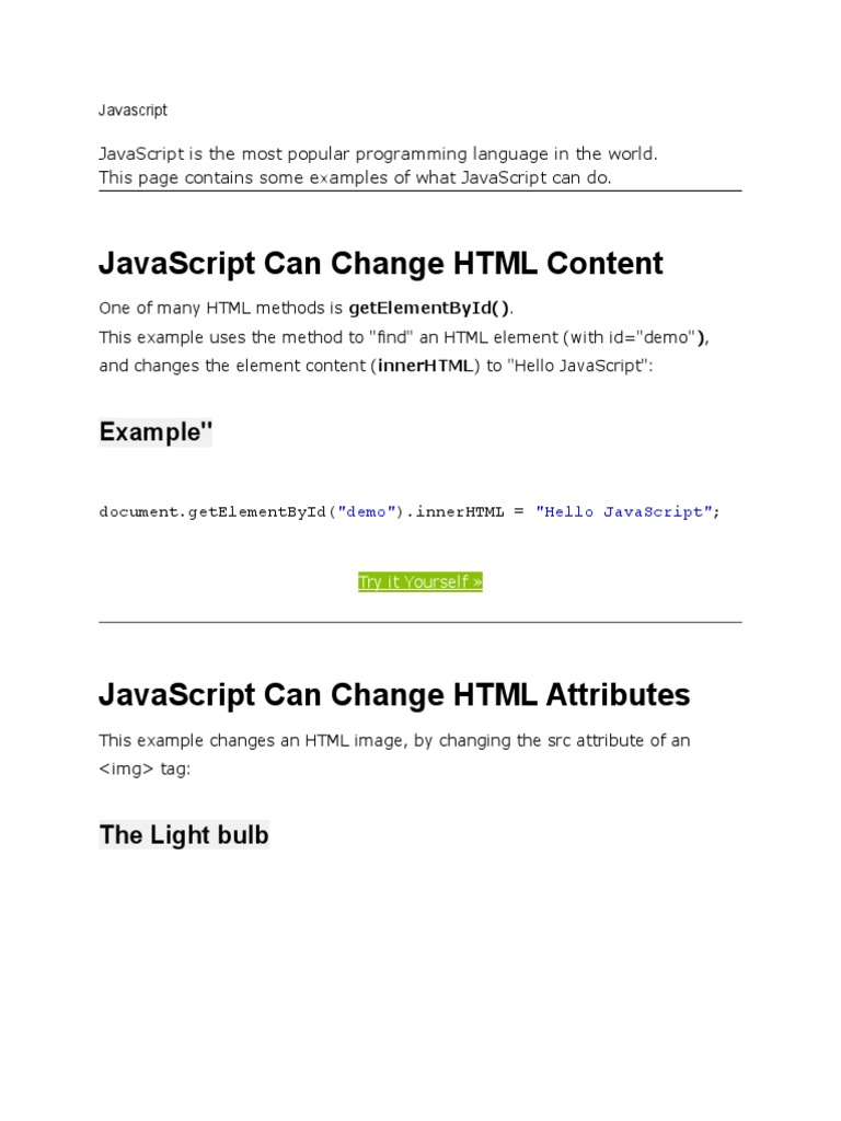Javascript W 3 S Pdf Java Script Parameter Computer Programming 