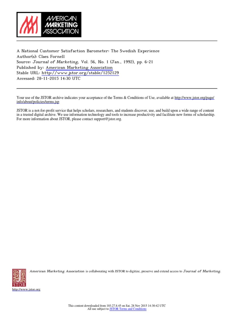 Measuring National Customer Satisfaction: Sweden's Pioneering ...