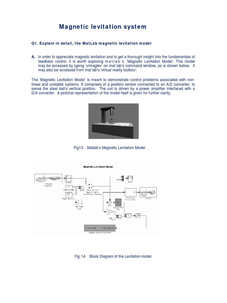 Magnetic Levitation Control in MATLAB | PDF | Real Time Computing ...