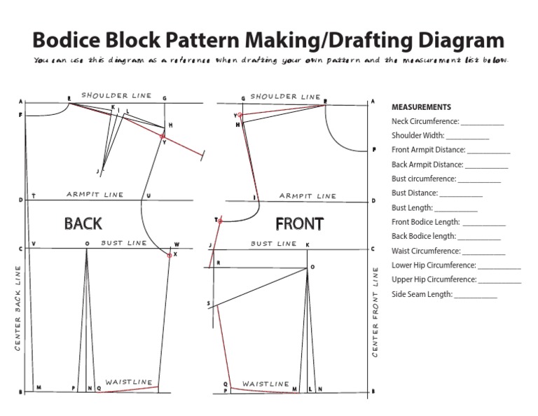 Bodice Block Pattern Diagram | PDF