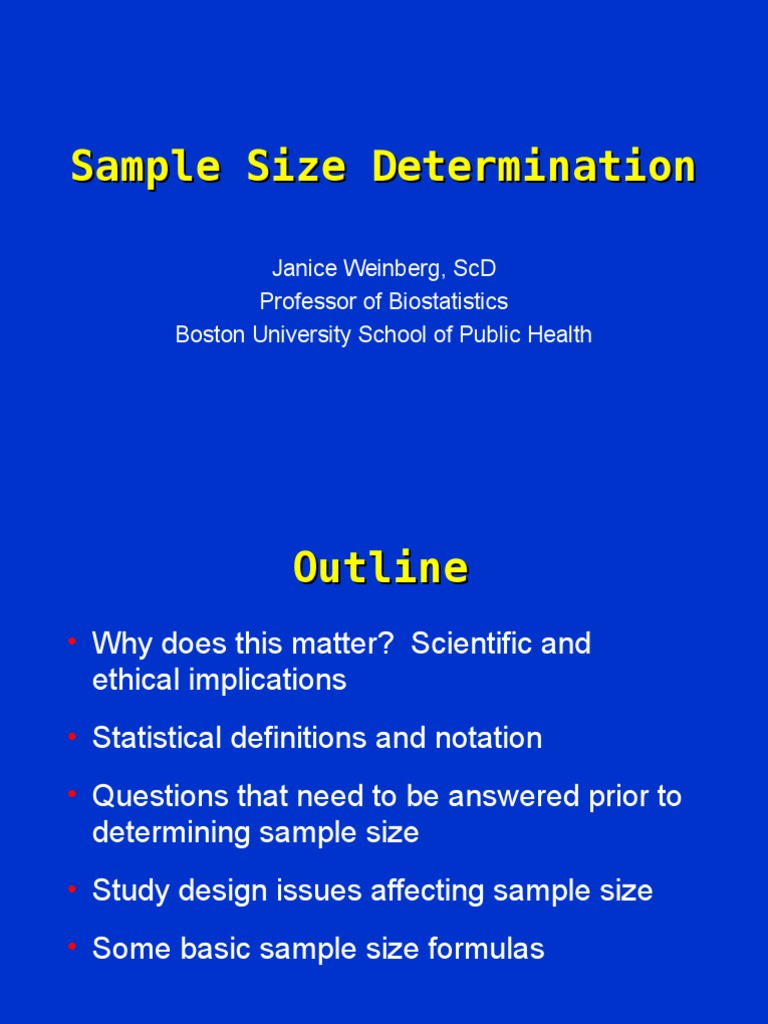 Determining the Appropriate Sample Size: Key Considerations for Study Design and Statistical ...