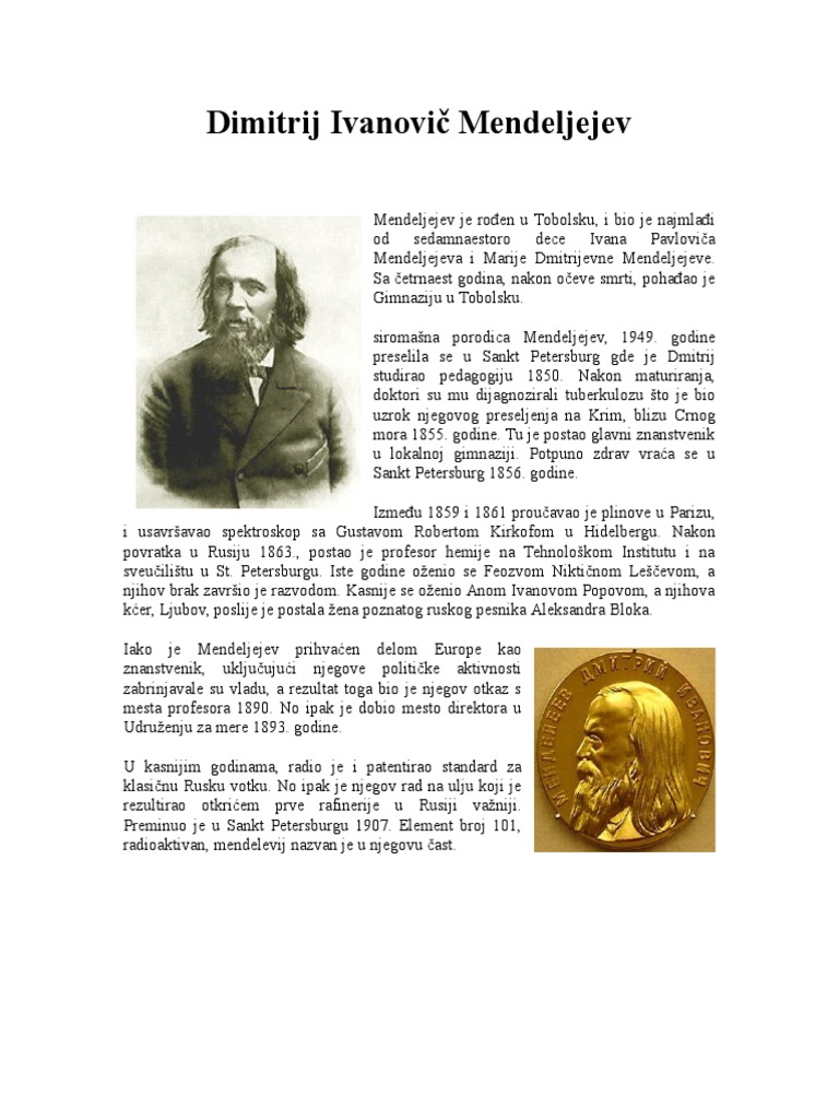 Dimitrij Ivanovic Mendeljejev | PDF