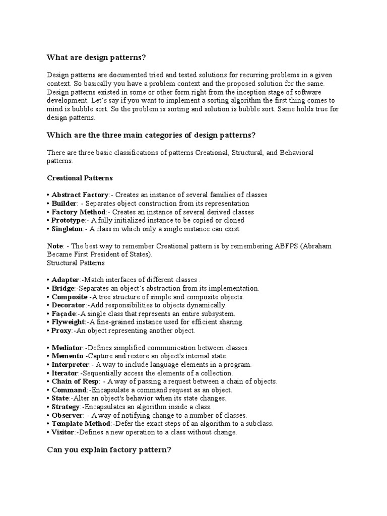 Design Patterns Pdf Class Computer Programming Method Computer