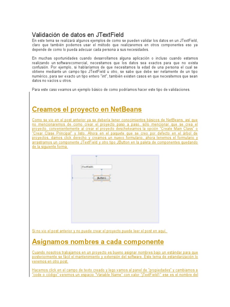 Validación de Datos en JTextField | PDF | Lenguaje de programación ...
