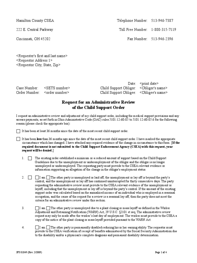 Order Modification Form | PDF | Child Support | Layoff