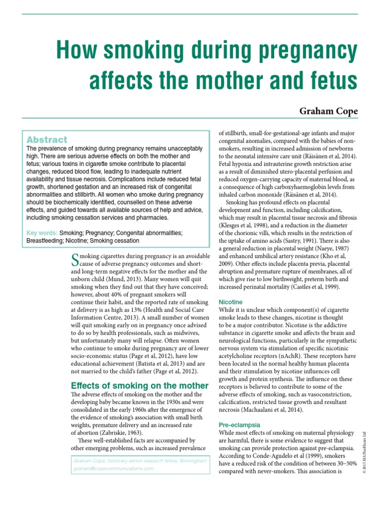 How Smoking During Pregnancy Affects The Mother and Fetus | PDF ...