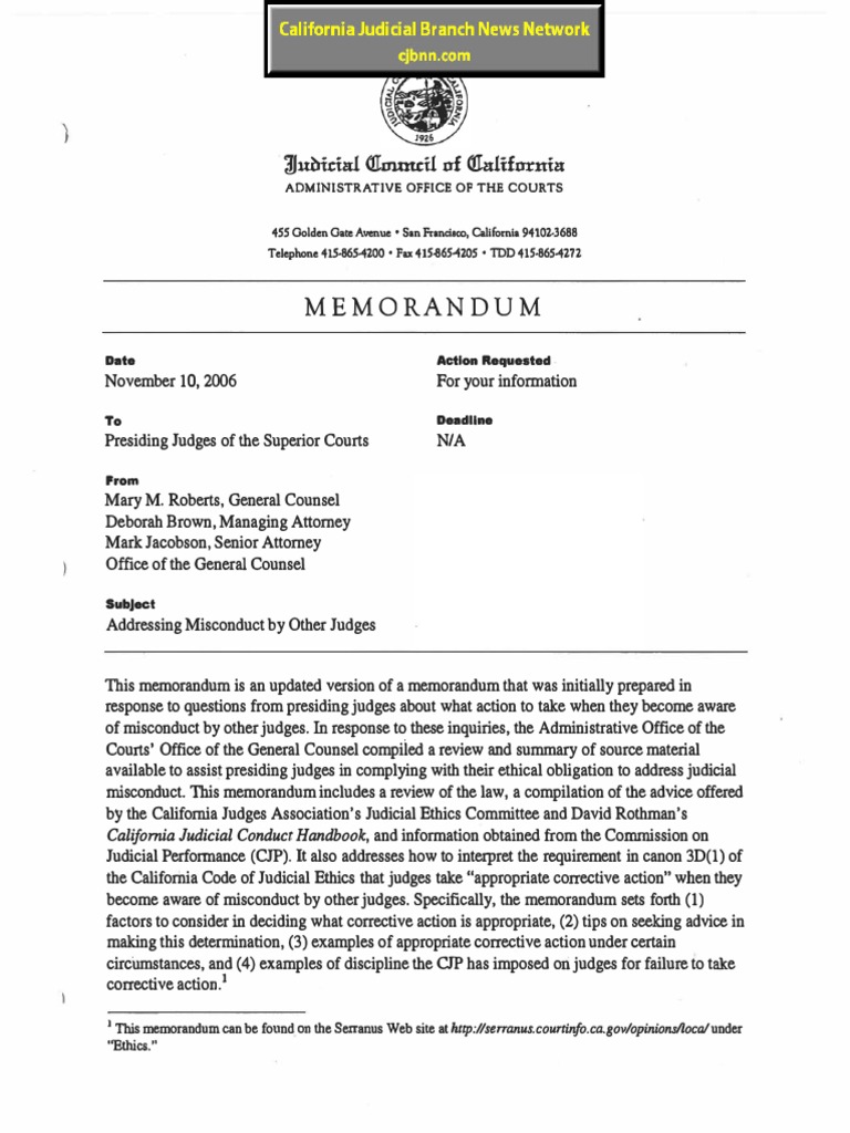 Addressing Misconduct by Other Judges: Judicial Council of California ...
