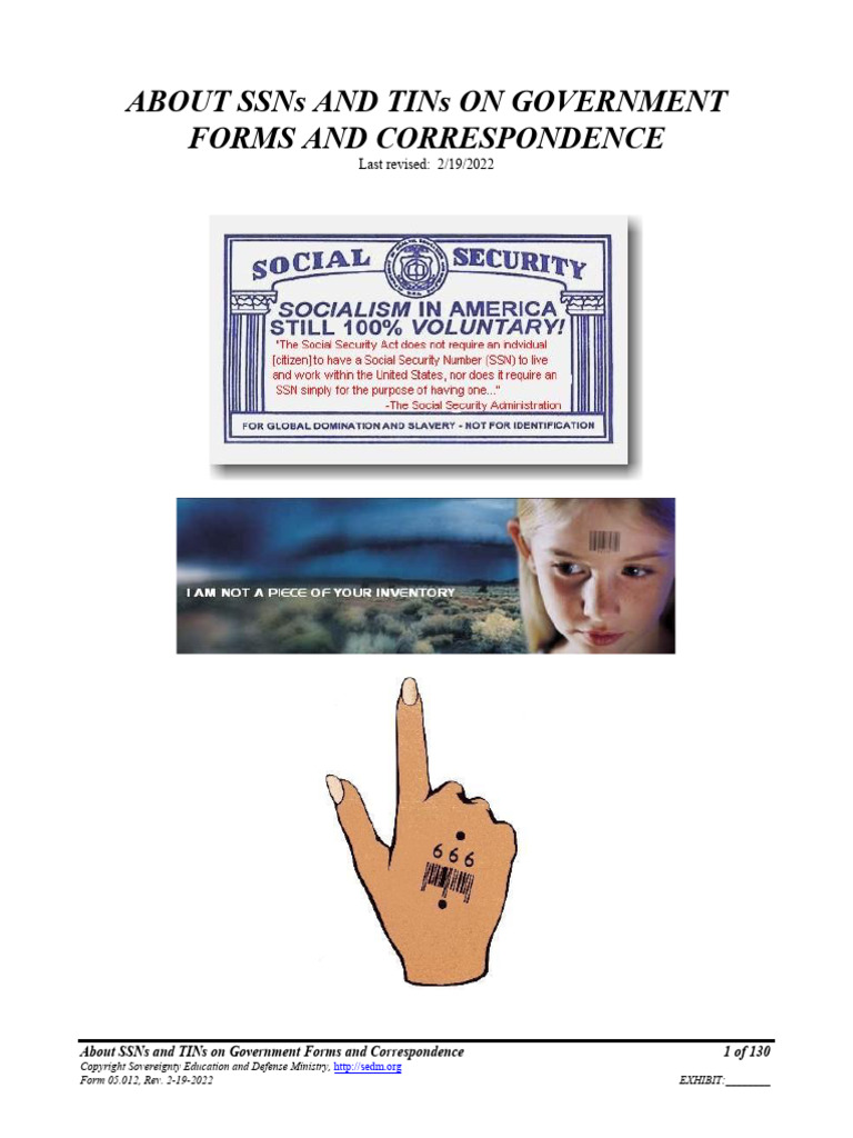 About SSNs and TINs On Government Forms and Correspondence, Form #05. ...