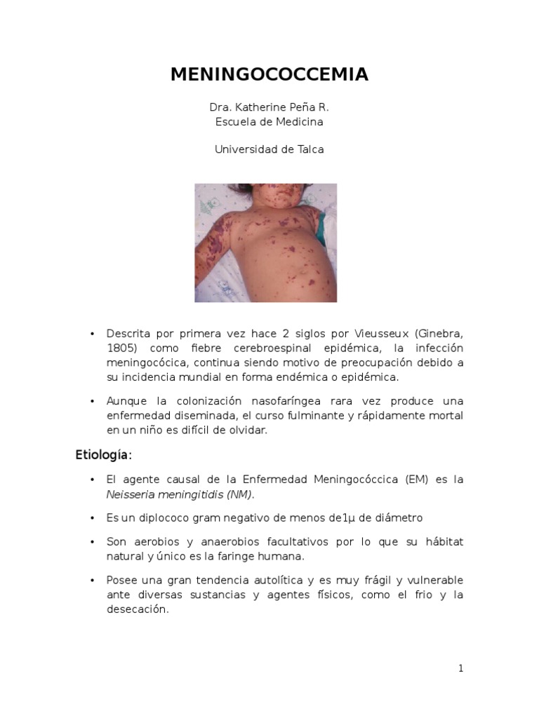 Meningococcemia: Causas y Epidemiología | PDF | Enfermedades y ...