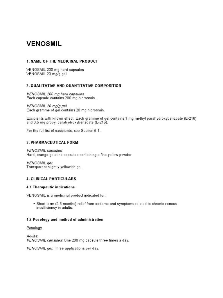 Venosmil Technical Nformation | PDF | Vasodilation | Vein