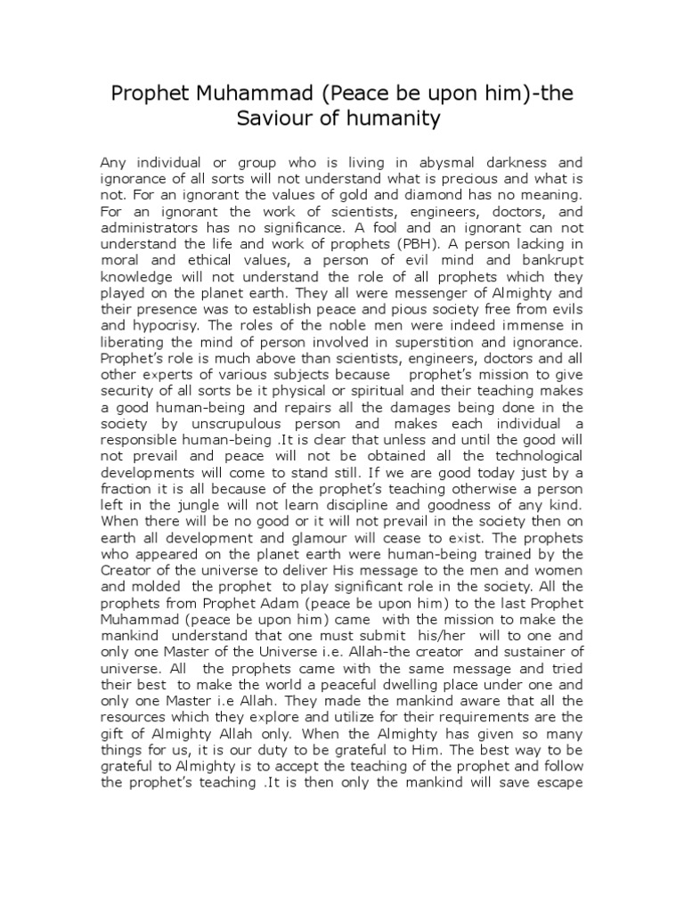 Prophet Muhammad-The Saviour of Humanity | PDF | God In Islam | Muhammad
