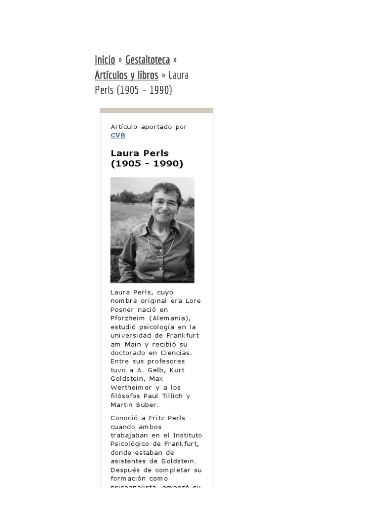 Laura Perls (1905 - 1990) - Gestaltoteca - Gestaltnet | Terapia Gestalt ...