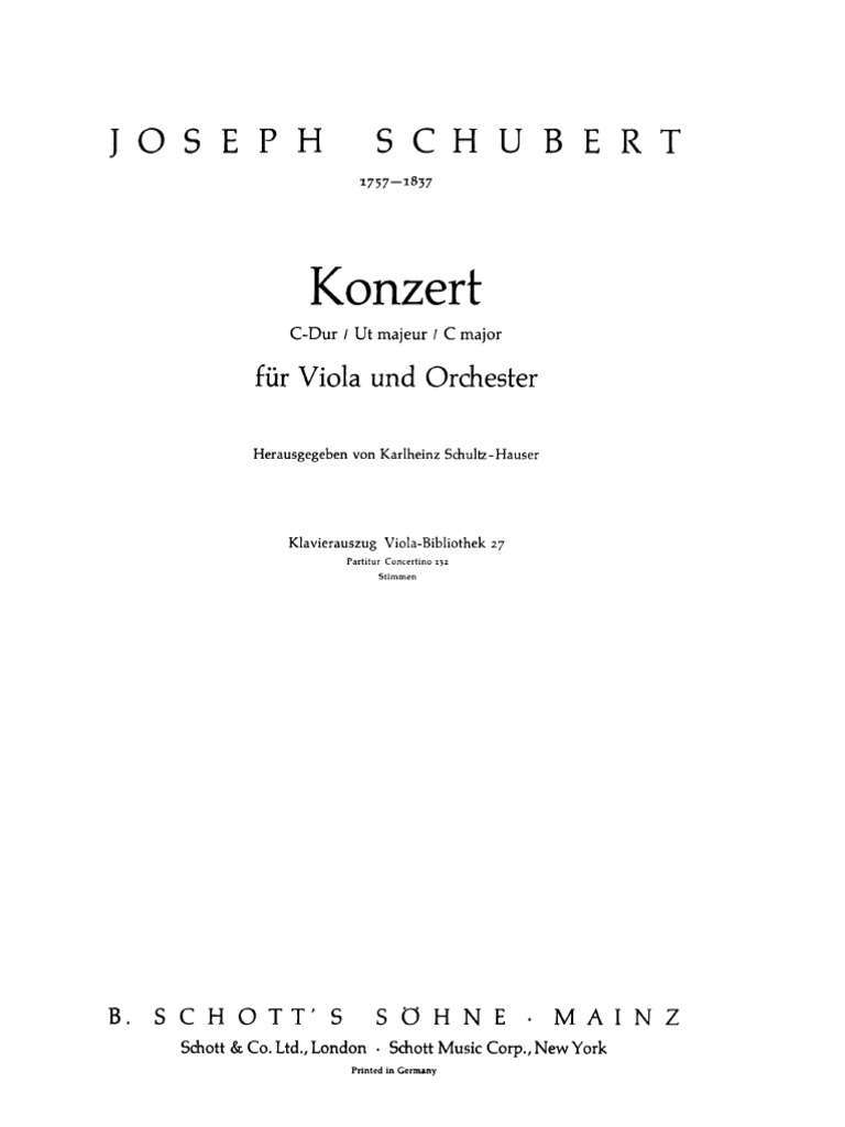 Schubert, Joseph Va Concerto in C PF | PDF