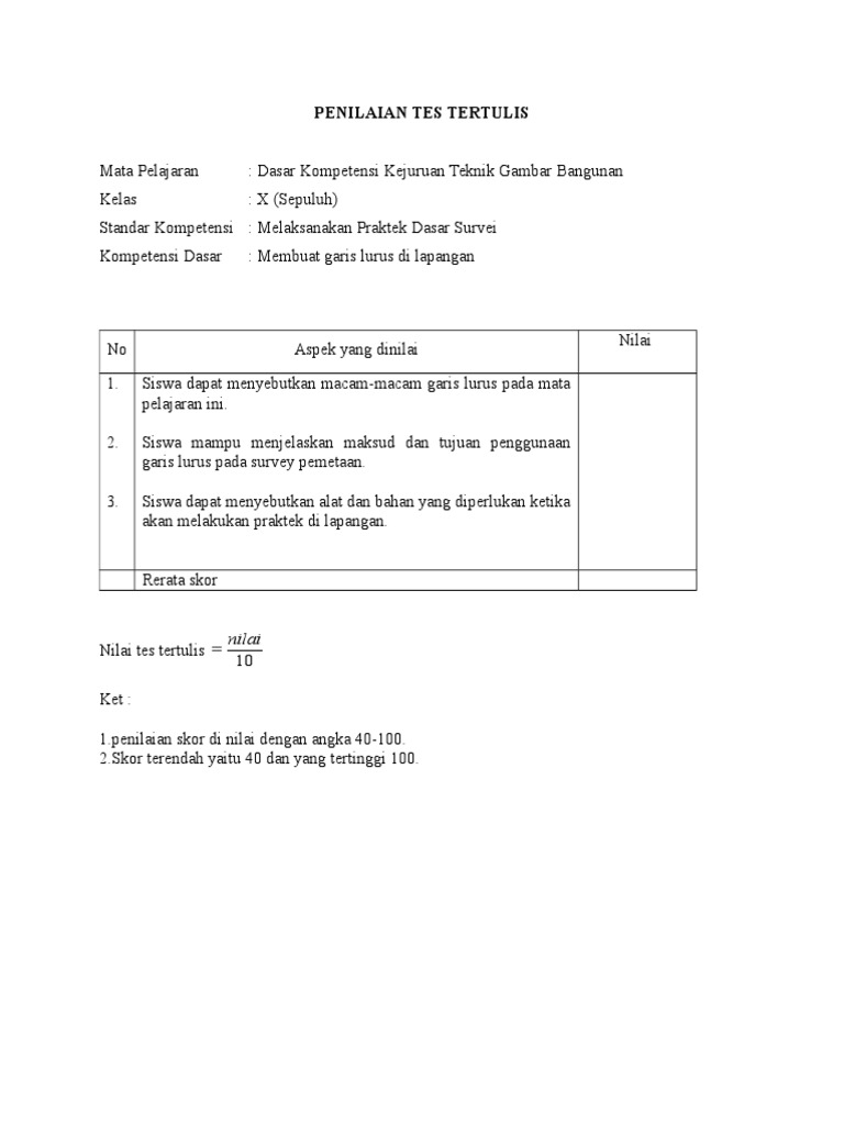 Format Penilaian Tes Tertulis Dunia Sosial - Riset