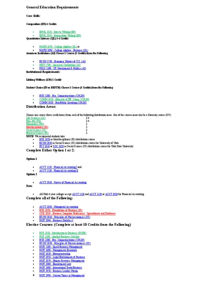 General Education Course Requirements | PDF