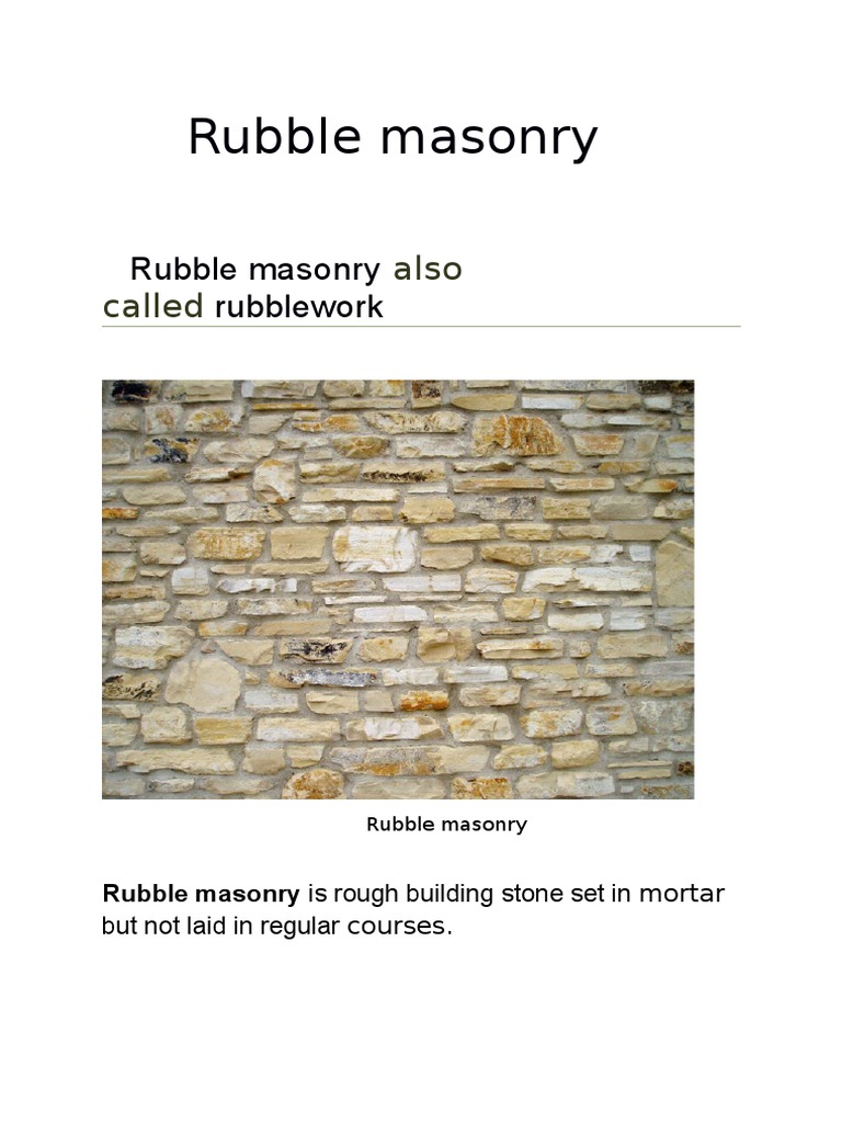 Rubble Masonry | PDF | Masonry | Mortar (Masonry)
