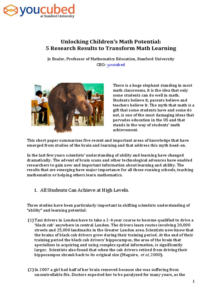 Transforming Math Learning Mindsets | PDF | Mindset | Teaching Mathematics