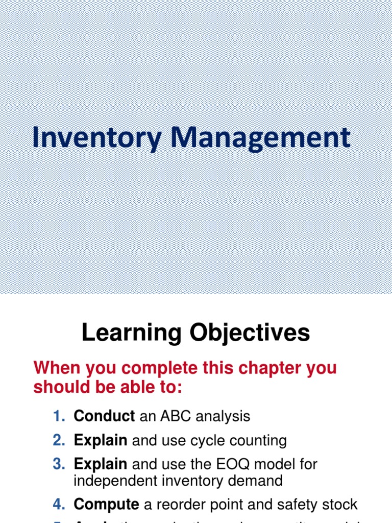 Chapter 7 - Inventory Management | PDF | Inventory | Operations Management