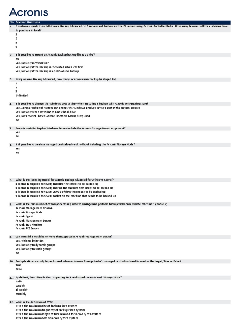 Acronis Backup Licensing Quiz | PDF | Hyper V | Backup